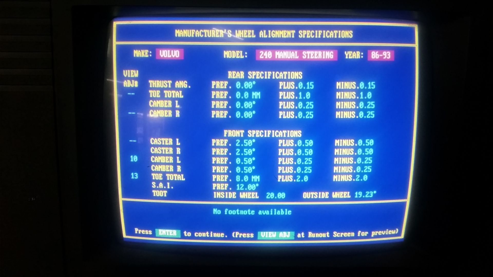Best 240 (sedan) wheel alignment settings - Oz Volvo